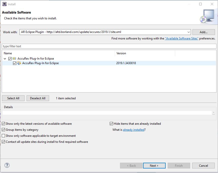 Installing AccuRev Plug-In for Eclipse
