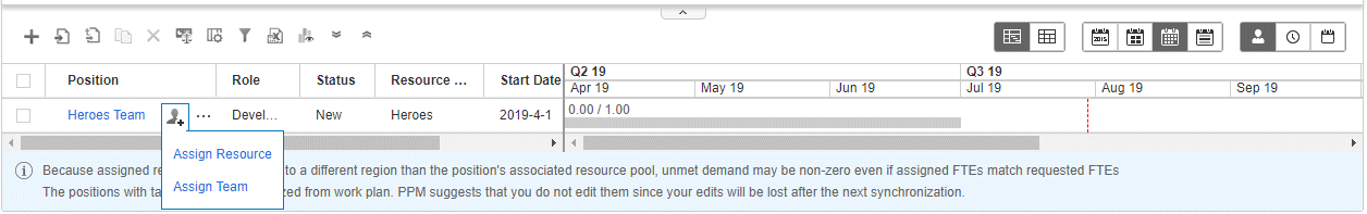 Assign a team to staffing profile position