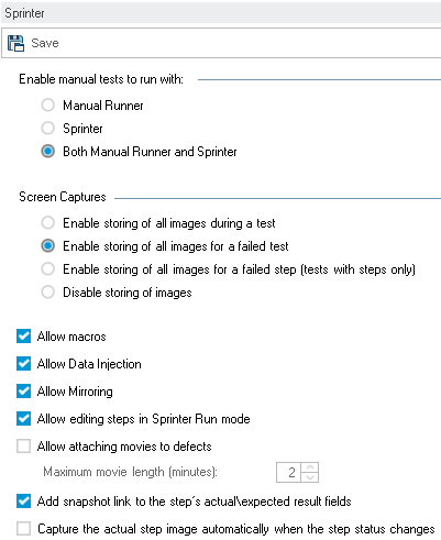 Sprinter customization in OpenText Application Quality Management
