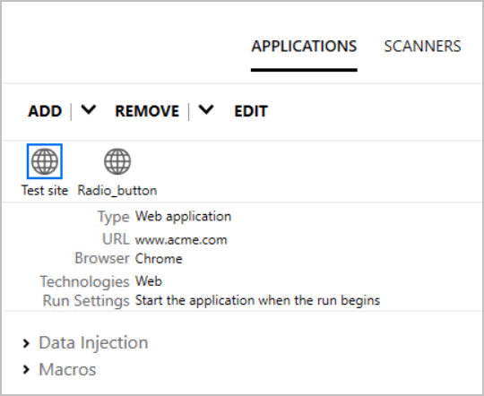 Applications tab