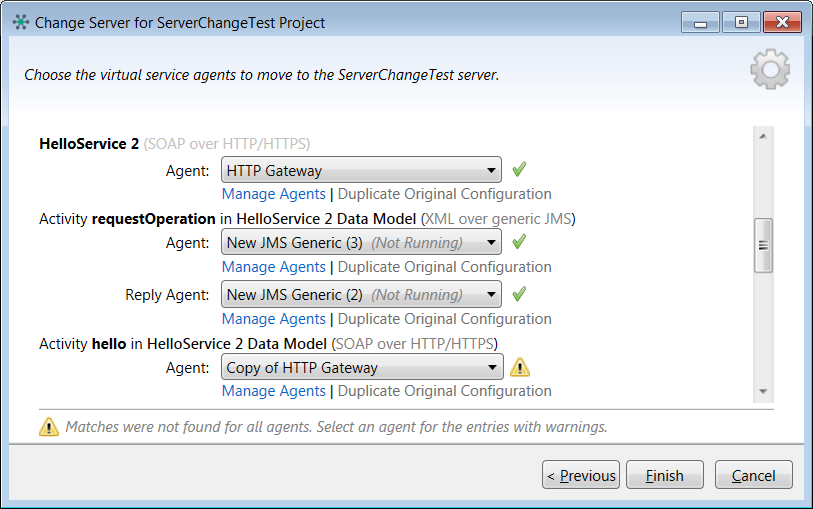Change Server Dialog Box