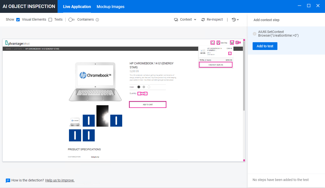 Add Checkout steps using AI Object Inspection
