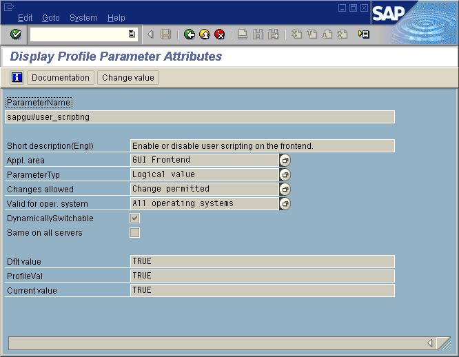 Enable scripting on the SAP application (server-side)