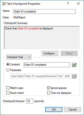 Test a GUI application with checkpoints
