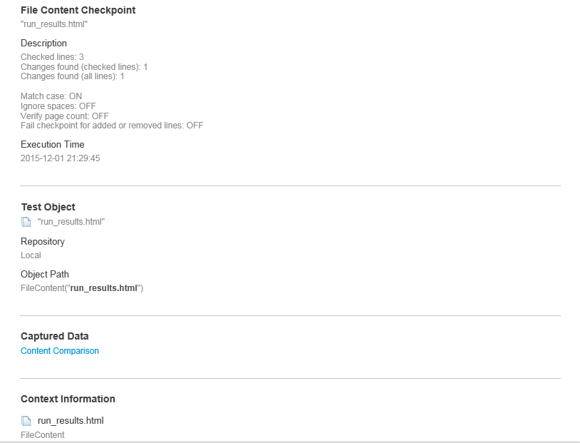 Checkpoint and Output Value results