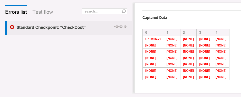 Checkpoint and Output Value results