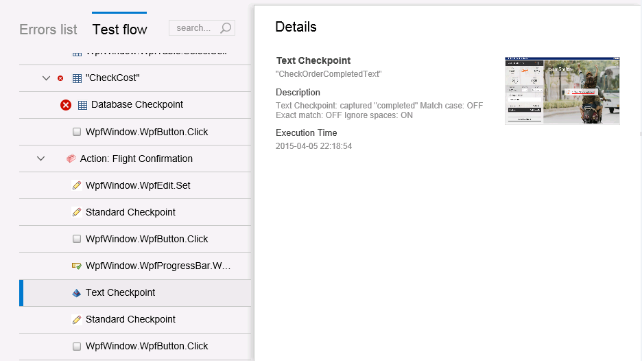 Checkpoint and Output Value results