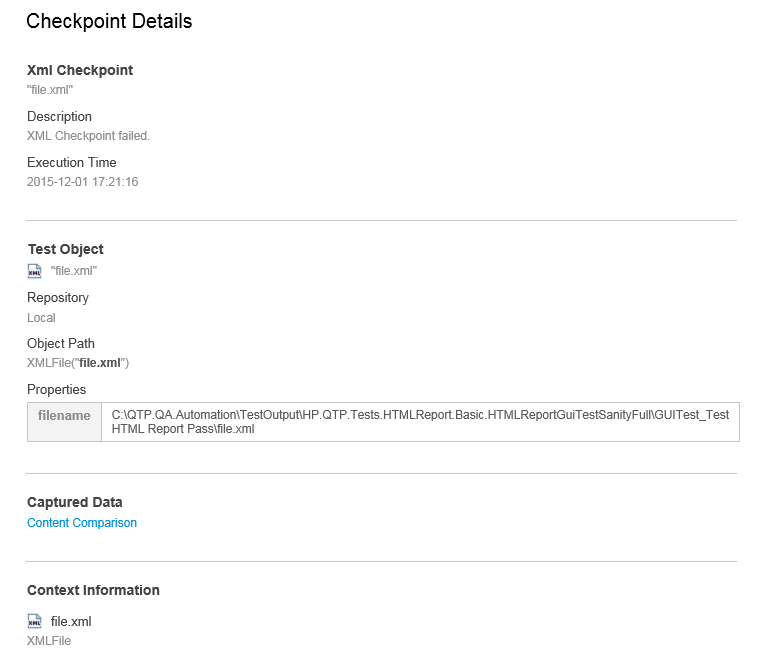 Checkpoint and Output Value results